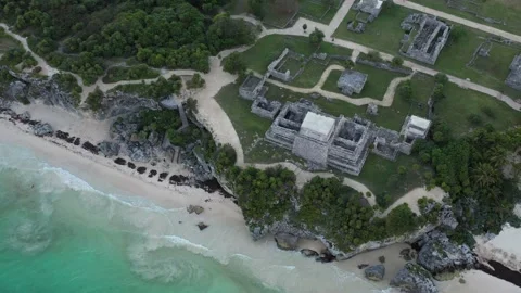 Aerial view of Tulum ruins archaeologica... | Stock Video | Pond5