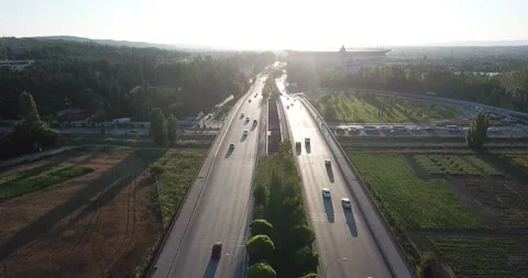 Aerial view of two lane bridge driveway.... | Stock Video | Pond5