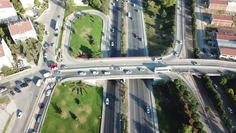 Aerial view of two lane bridge driveway.... | Stock Video | Pond5