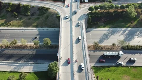 Aerial view of two lane bridge driveway.... | Stock Video | Pond5