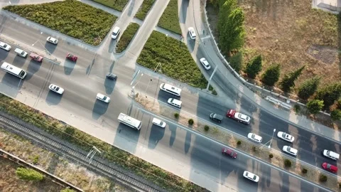 Aerial view of two lane bridge driveway.... | Stock Video | Pond5