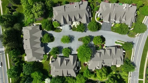 Aerial view of two-story townhomes on a ... | Stock Video | Pond5