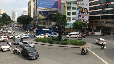 Aerial view of the Vietnamese traffic in... | Stock Video | Pond5