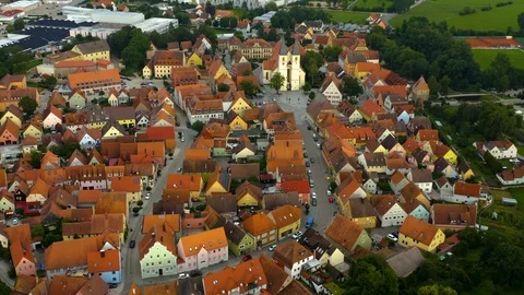 Aerial view of the village Herrieden in ... | Stock Video | Pond5