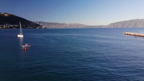 Aerial view of Vlora bay. yachts at anch... | Stock Video | Pond5