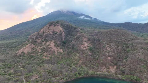 Aerial View of Volcano and Clouds in Ind... | Stock Video | Pond5