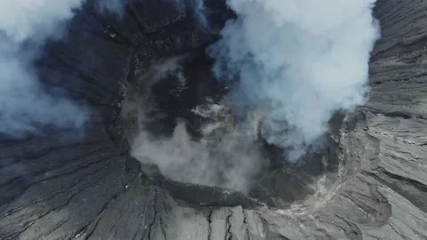 Aerial view of volcano crater Mount Gunu... | Stock Video | Pond5