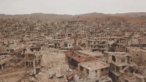 Aerial view of the war-torn Syrian city ... | Stock Video | Pond5