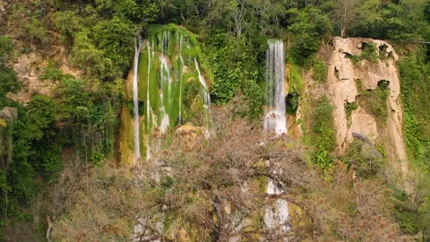 Aerial view of a waterfall in the Huaste... | Stock Video | Pond5