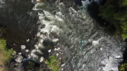 Aerial View Of Whitewater Kayakers On Sc... | Stock Video | Pond5