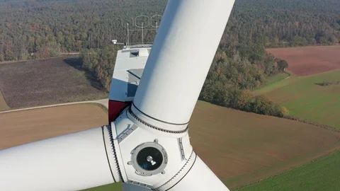 Aerial view of a wind turbine rotor, top... | Stock Video | Pond5