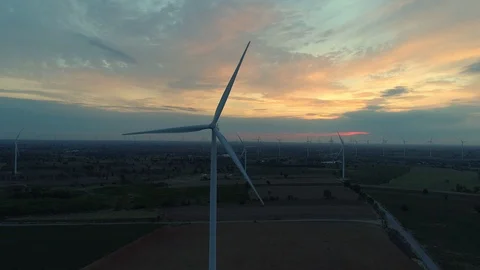 Aerial view of Wind turbines of save Ene... | Stock Video | Pond5
