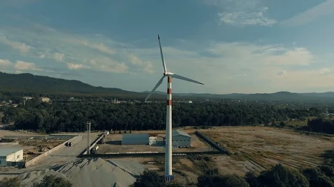 Aerial view of windmill in countryside,w... | Stock Video | Pond5