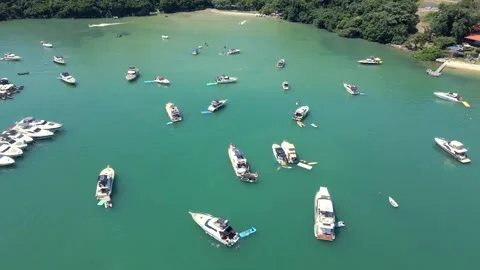 Aerial View Of Yachts Floating In The Ba... | Stock Video | Pond5
