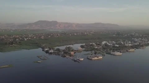 Aerial vision of Luxor and Nile River Dr... | Stock Video | Pond5