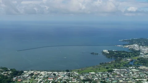 Aerial waterfront view Hilo State Capito... | Stock Video | Pond5