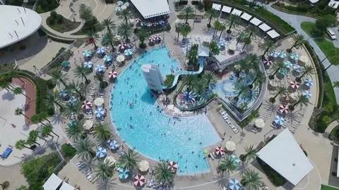 Aerial of the wave pool at Universal's C... | Stock Video | Pond5