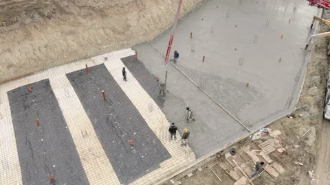 Aerial Workers work on the construction ... | Stock Video | Pond5