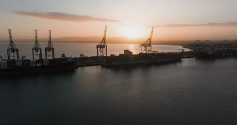 Aerial zoom in tilt-up view.Containers a... | Stock Video | Pond5