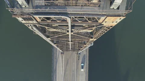 Aeril top view of bridge with iron lifti... | Stock Video | Pond5