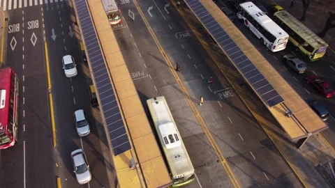 Aerila flyover bus station with arriving... | Stock Video | Pond5