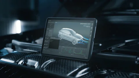 Aerodynamic test interface on digital ta... | Stock Video | Pond5