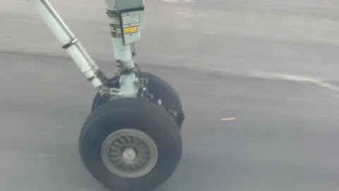 Aeroplane wheel rotates rapidly Chassis ... | Stock Video | Pond5