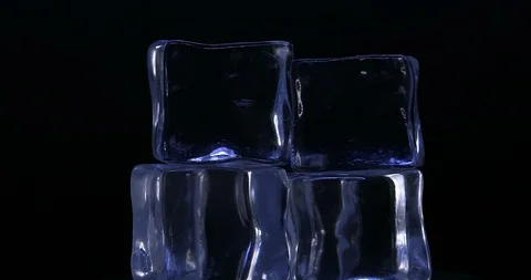 Aesthetic Ice Cubes on Black Background | Stock Video | Pond5