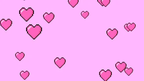 Aesthetics cute pastel pink pixel heart ... | Stock Video | Pond5