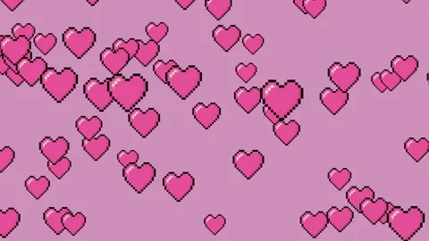 Aesthetics cute pastel pink pixel heart ... | Stock Video | Pond5