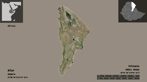 Afar location. Ethiopia. Satellite map | Stock Video | Pond5