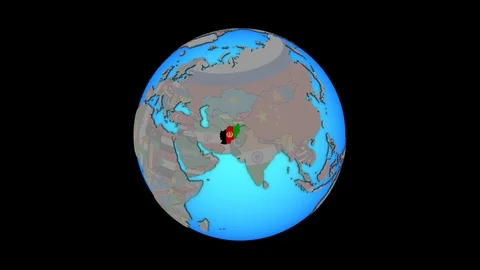 Afghanistan with flag on 3D map | Stock Video | Pond5