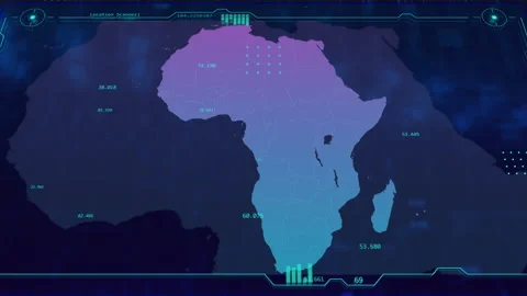 Africa HUD UI Digital Map | Stock Video | Pond5