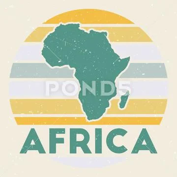 Africa logo. Sign with the map of continent and colored stripes, vector ...
