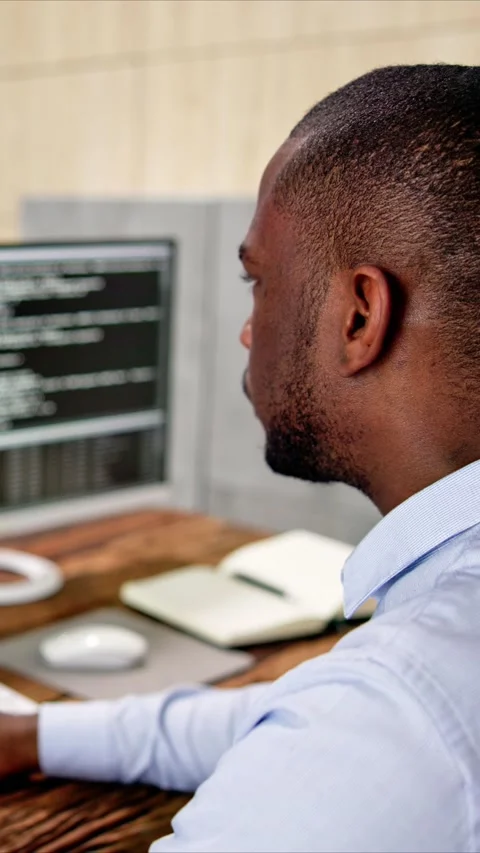 African American Coder Using Computer At... | Stock Video | Pond5