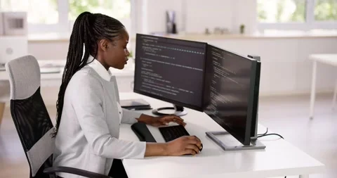 African American Coder Using Computer At... | Stock Video | Pond5
