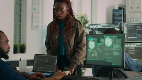 African american engineers programming c... | Stock Video | Pond5