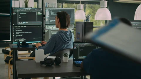 African american it engineer writing cod... | Stock Video | Pond5