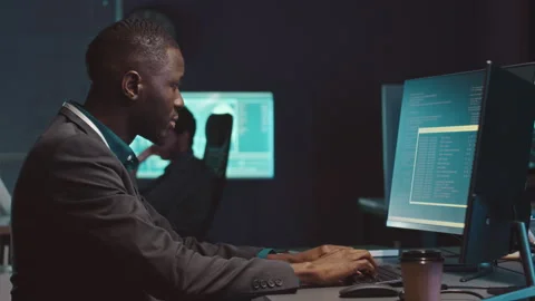 African American Programmer Coding on De... | Stock Video | Pond5