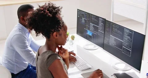 African American Programmer Woman Coding | Stock Video | Pond5