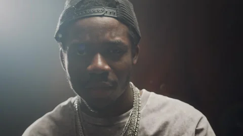 African American Rapper in Baseball Cap ... | Stock Video | Pond5