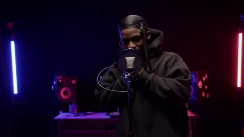African American rapper recording self-p... | Stock Video | Pond5