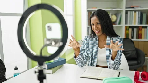 African american woman student recording... | Stock Video | Pond5