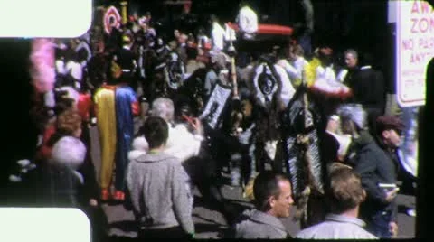 AFRICAN Indian Tribe Gang CROWD Mardi Gr... | Stock Video | Pond5