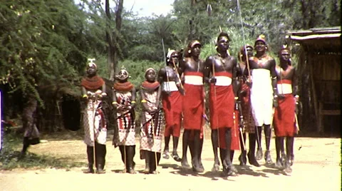 African Maasai Tribe Jumping Dance Vinta... | Stock Video | Pond5