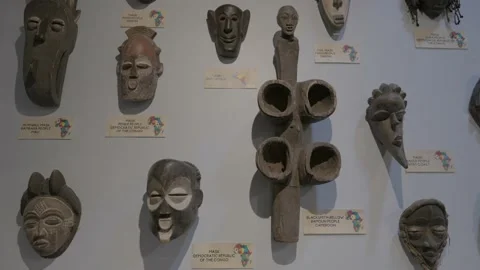 african masks from different regions of ... | Stock Video | Pond5