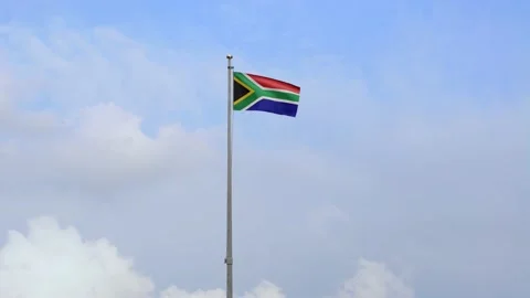African RSA flag waving in wind with blu... | Stock Video | Pond5