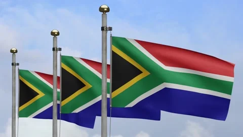 African RSA flag waving in wind with blu... | Stock Video | Pond5