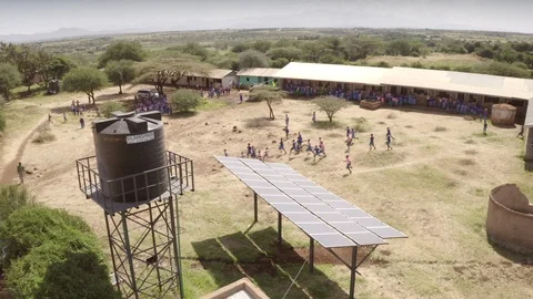 African school with solar powered water ... | Stock Video | Pond5