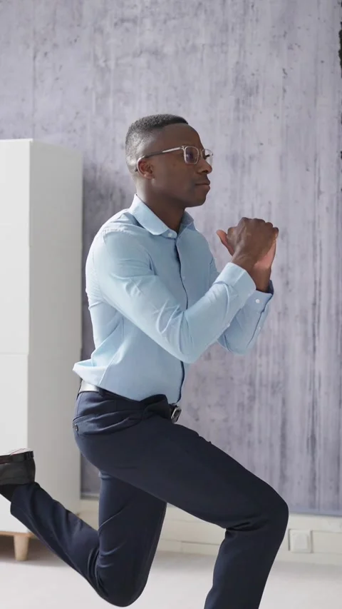 African Squat Employee Doing Bulgarian S... | Stock Video | Pond5